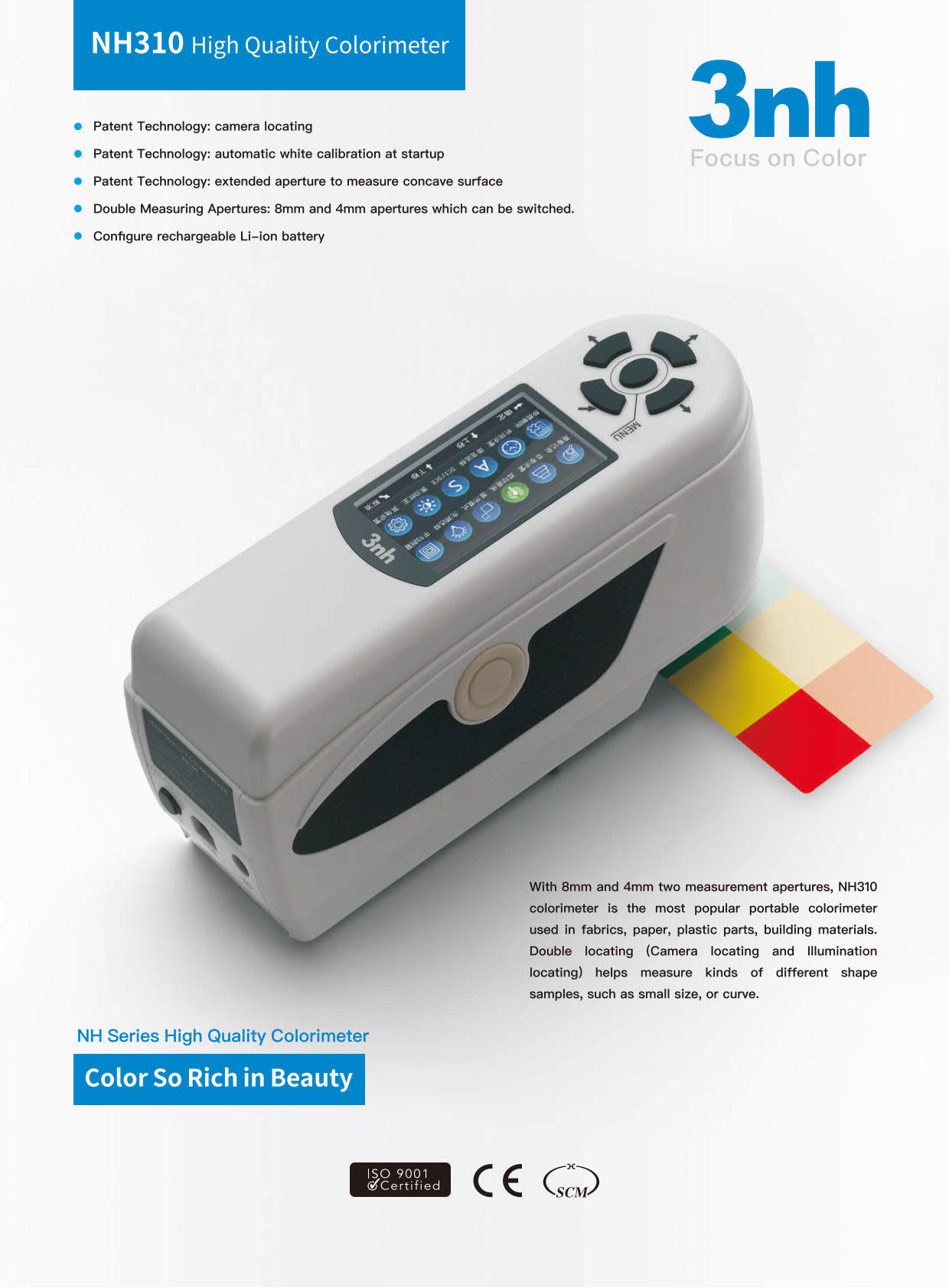 3nh รุ่นNH-310เครื่องวัดสีคุณภาพสูงขนาดพกพาสะดวก,High-Quality Portable Colorimeter,2-Aperture ...