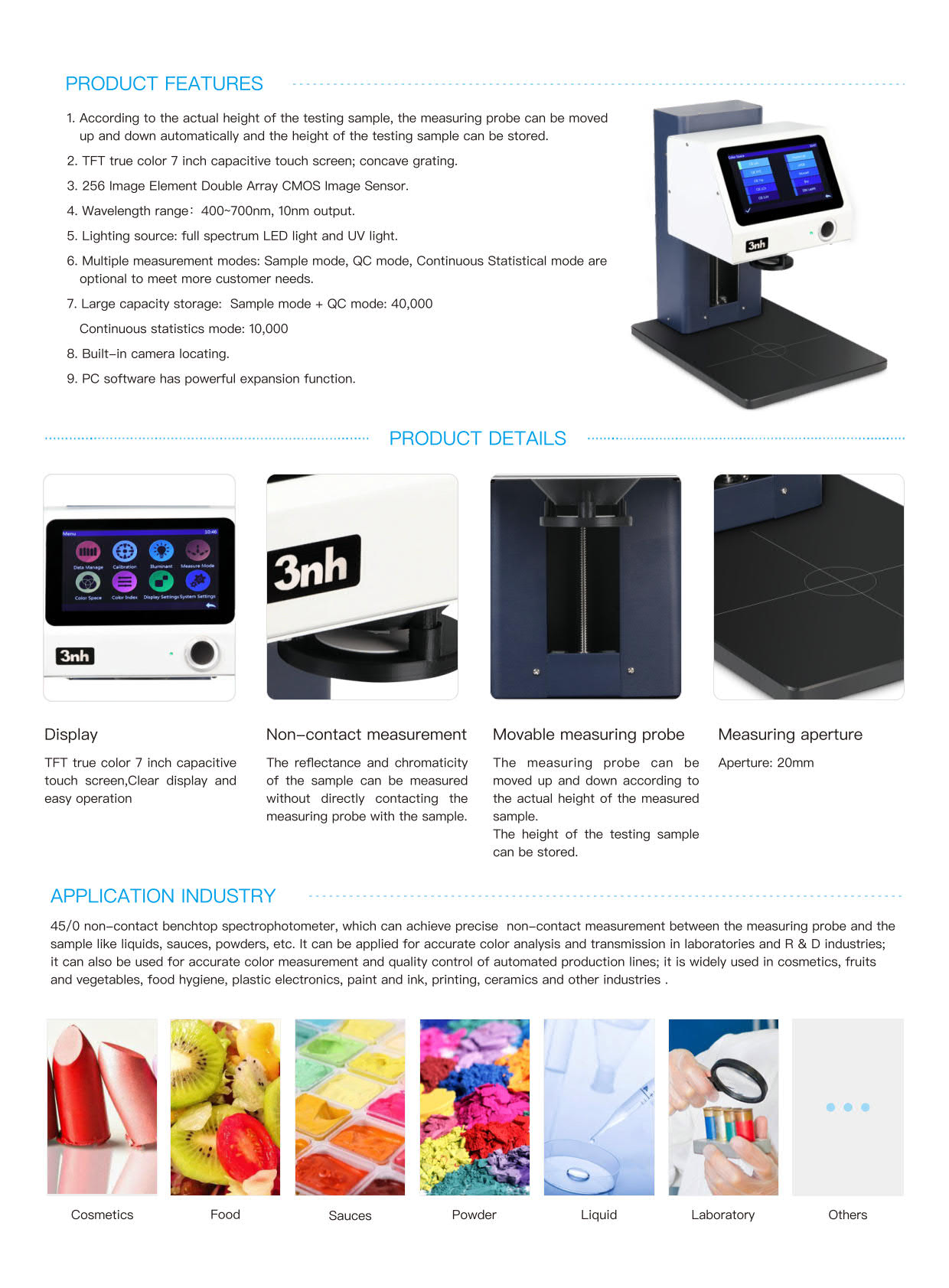 3nh รุ่นYL4520/(Manual)เครื่องสเปกโทรโฟโตมิเตอร์วัดชิ้นงานแบบไม่สัมผัสNon-Contact Color Meter ...